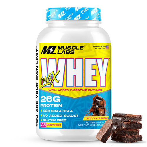 MAX WHEY- 100% Whey Protein 1kg (2.2Lbs) | Muscle Labs India