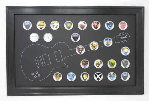 Bass Guitar Pick Picture Display Wall Frame for 25 Picks with Capsules ...