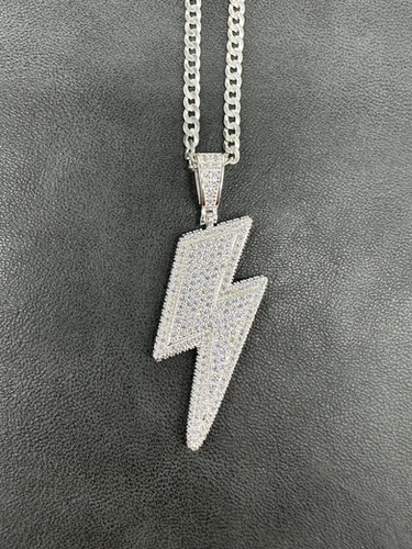 Dije Rayo + Cadena Barbada 56cm Plata ley .925 italiana | TheChainPlugMx.