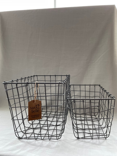 Set of 2 Industrial Style Wire Storage Baskets | Inside And Garden