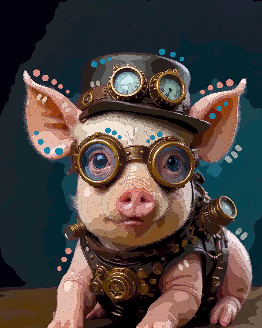 The Steampunk Pig Mini Print (Ltd. Edition) | Dean Russo Art