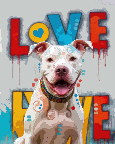 The Playful White Pittie Mini Print (Ltd. Edition) | Dean Russo Art