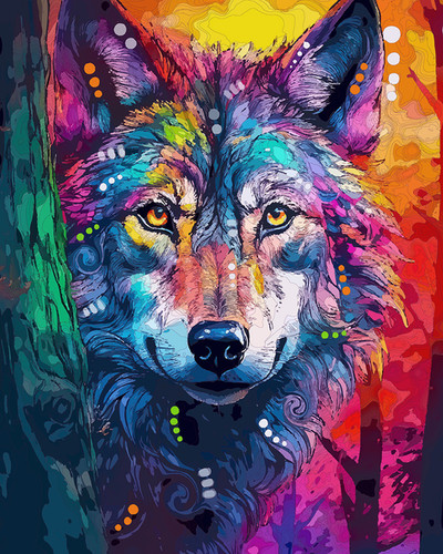 The Fire Wolf Mini Print (Ltd. Edition) | Dean Russo Art