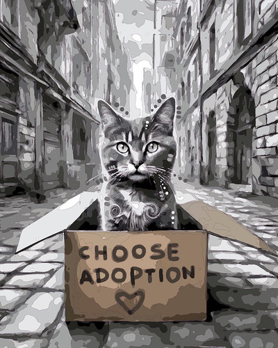 The Adoption Box Cat Mini Print (Ltd. Edition) | Dean Russo Art