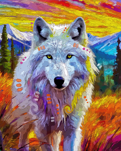 The Yellowstone White Wolf Mini Print (Ltd. Edition) | Dean Russo Art