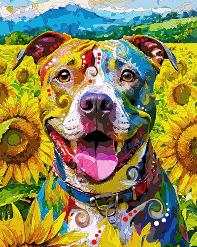 The Son Of The Sunflower Pittie Mini Print (Ltd. Edition) | Dean Russo Art