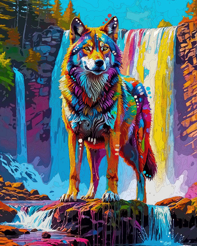 The Spirit Waterfall Wolf Mini Print (Ltd. Edition) | Dean Russo Art