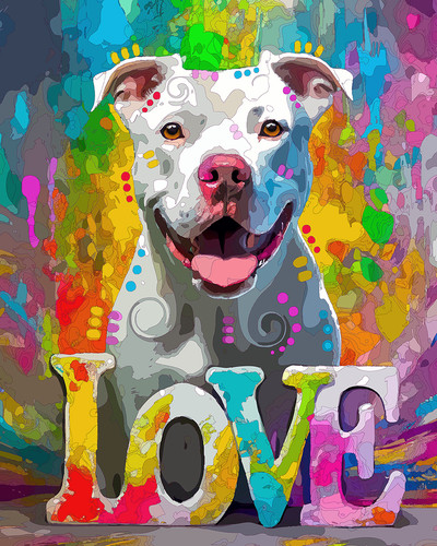 The White Pittie Love Mini Print (Ltd. Edition) | Dean Russo Art