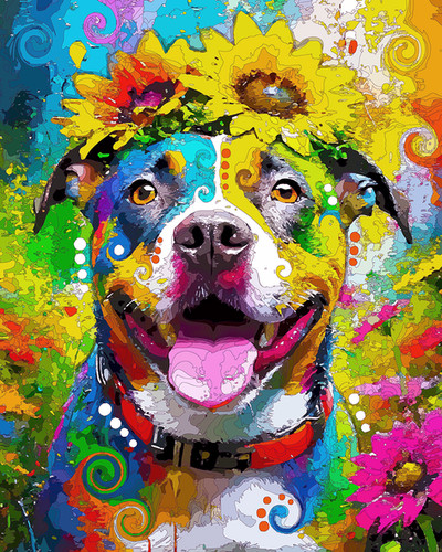 The Sunflower Power Pittie Mini Print (Ltd. Edition) | Dean Russo Art