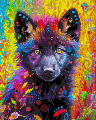 The Baby Black Wolf Mini Print (Ltd. Edition) | Dean Russo Art