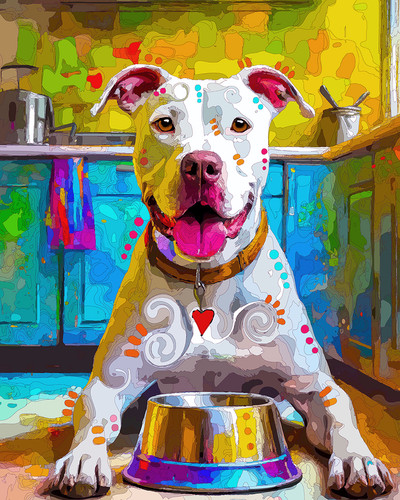 The Waiting White Pittie Mini Print (Ltd. Edition) | Dean Russo Art