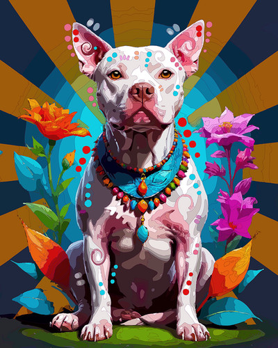 The Peaceful White Pittie Mini Print (Ltd. Edition) | Dean Russo Art