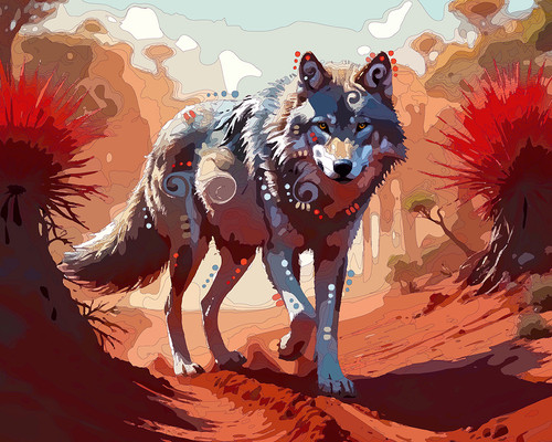 The Red Brush Wolf Mini Print (Ltd. Edition) | Dean Russo Art