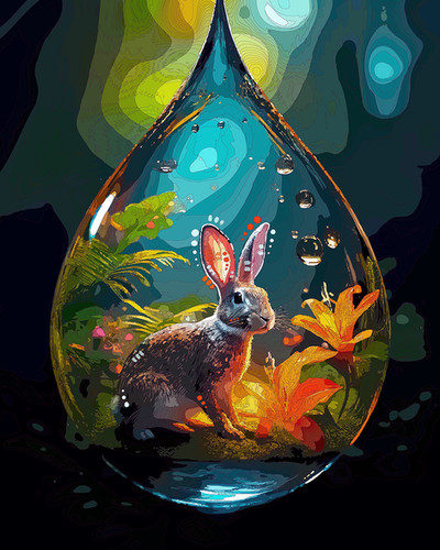 The Water Drop Rabbit Mini Print (Ltd. Edition) | Dean Russo Art