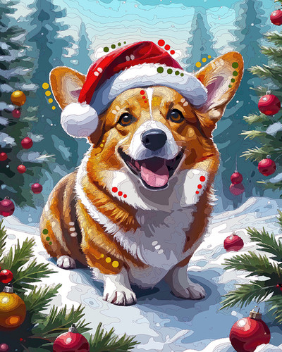The Santa Corgi Mini Print (Ltd. Edition) | Dean Russo Art