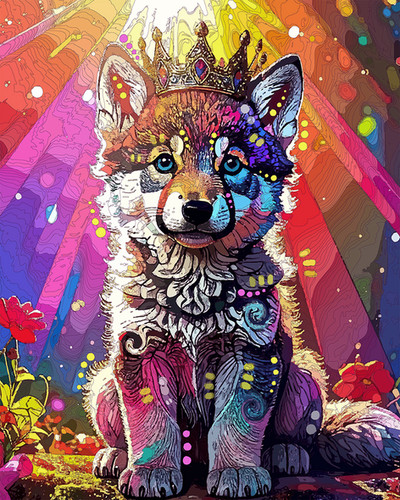 The Royal Wolf Pup Mini Print (Ltd. Edition) | Dean Russo Art