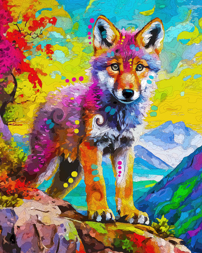 The Traveling Wolf Pup Mini Print (Ltd. Edition) | Dean Russo Art