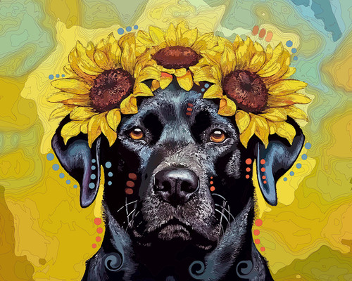 The Serious Sunny Lab Mini Print (Ltd. Edition) | Dean Russo Art