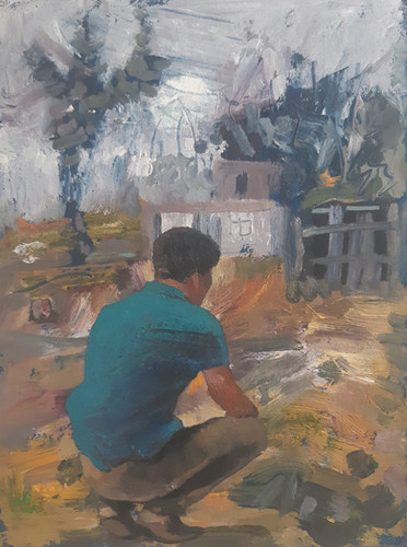 Steve Lopes, 'Figure crouching, Milthorpe', 2022 | SDFA