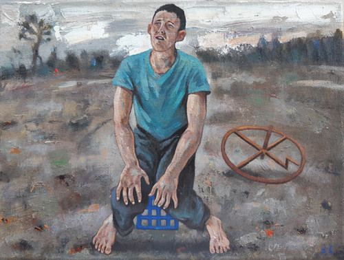 Steve Lopes, 'Figure, crate and wheel', 2021 | SDFA