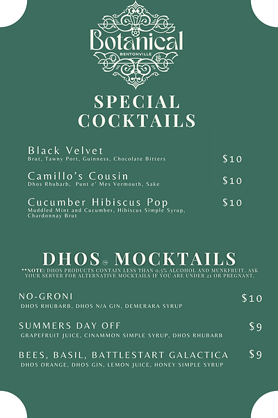 Menu | The Botanical