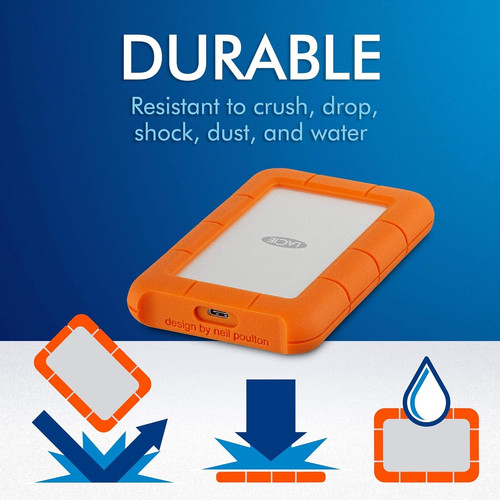 LaCie 1 TB Rugged USB-C External Hard Drive | henniescomputers