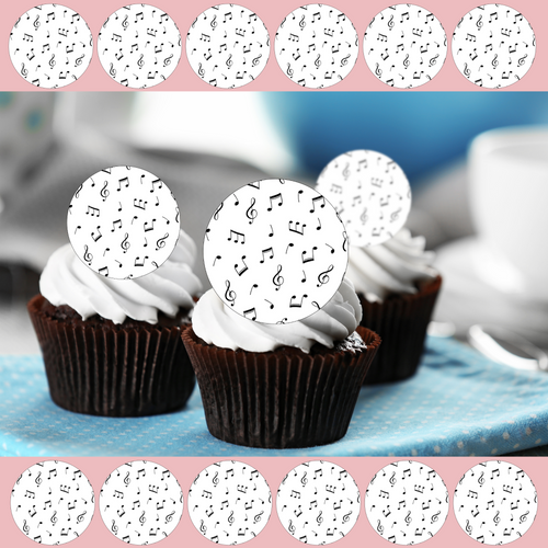 24 x Pre-cut Music Notes Multi Edible Wafer Cupcake Topper | Topper For ...