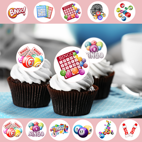 22 x Pre-cut Bingo Game Edible Wafer Cupcake Topper | Topper For Cakes