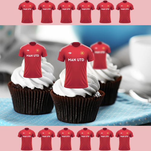 24 x Manchester United Theme Football Shirt Edible Wafer Cupcake Topper ...