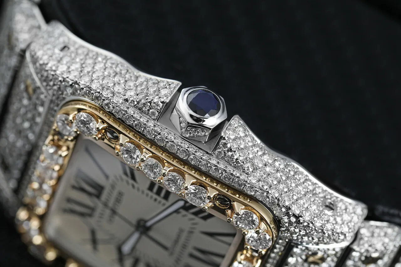 Cartier Santos iced out Moissanite Diamond Watch - Luxury Wristwatch ...