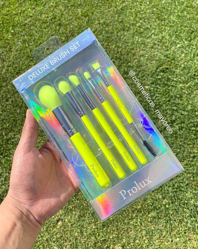 (Hot Sale) Brocha 5 pcs Prolux Amarilla pocas piezas | Cosmeticos Mayoreo