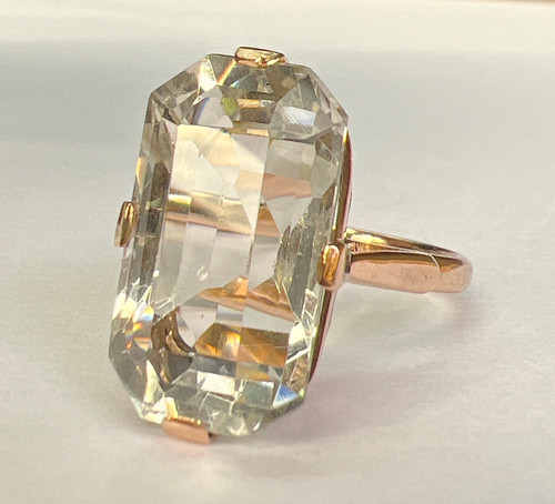 Antique rose gold rock crystal ring, UK M.5-N, US 6.75 | Old darling ...