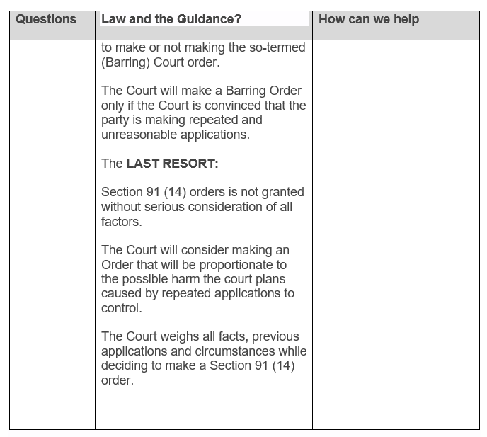 What is a Section 91 14 Barring Order