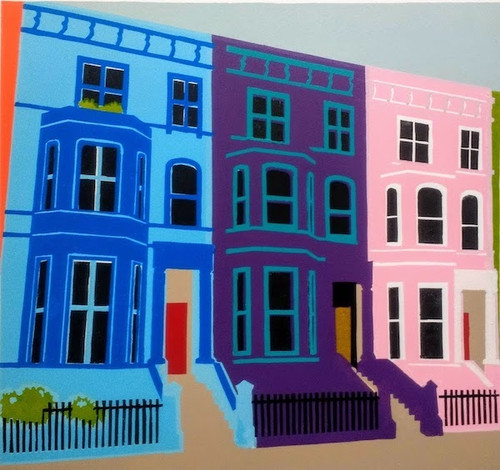 Susan Short - Colourful Houses, Notting Hill. | SouthbankPrintmakers