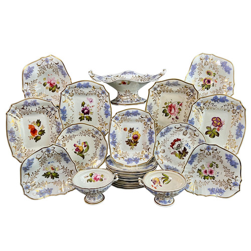 H&R Daniel dessert service, floral with lilac sprigging, 1824 ...