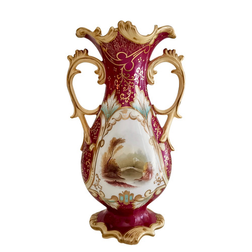Samuel Alcock vase, landscapes Rococo Revival ca 1840 | gentlerattleofchina