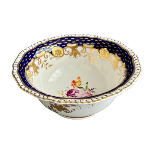 H&R Daniel slop bowl, cobalt blue, gilt and flowers, ca 1830 ...