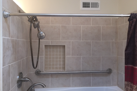 Shower Glide Bar with Handheld Shower Head | SPN Construction