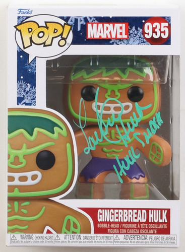 Lou Ferrigno signed “Marvel” Gingerbread Hulk #935 Funko Pop! Bobble ...