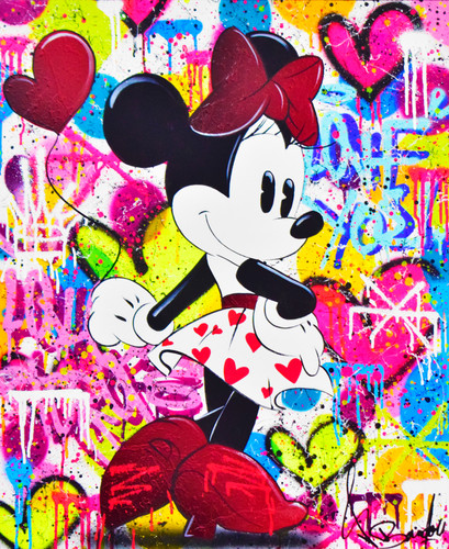 Tableau Original Sur Toile Minnie Mouse Heart Pop Art Coloré - Affiche ...