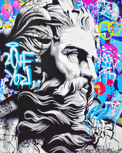 Zeus Pop Art Graffiti Colorful Painting - Greek Mythology God Artwork ...