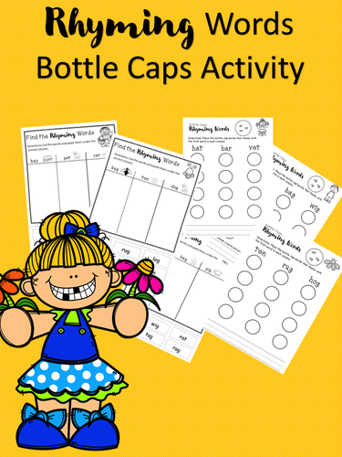 Rhyming Words Activities (Bottle Caps Words) | Mama Melissa