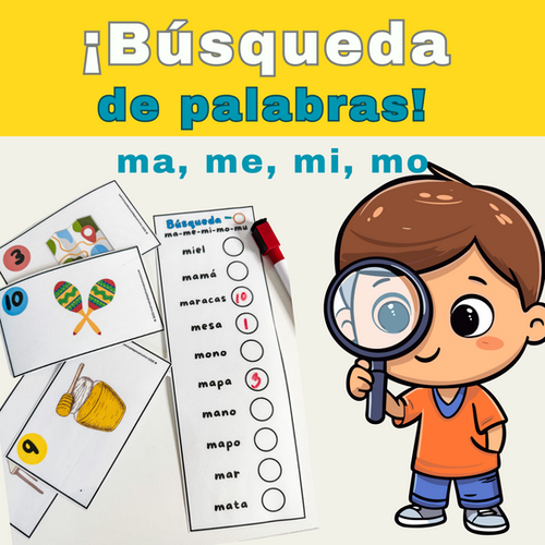 Búsqueda de palabras -Sílabas ma, me, mi, mo | Mama Melissa