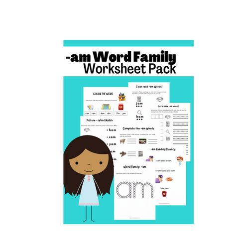am Word Familiy Worksheet Pack | Mama Melissa
