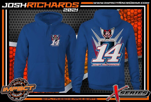 2021 Josh Richards Royal Blue No. 14 Hoodie | josh-richards-racing
