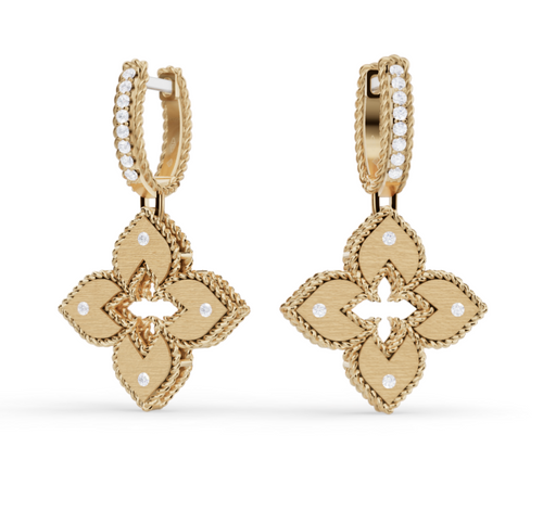 ROBERTO COIN 18K GOLD PETITE VENETIAN PRINCESS SATIN & DIAMOND DROP ...