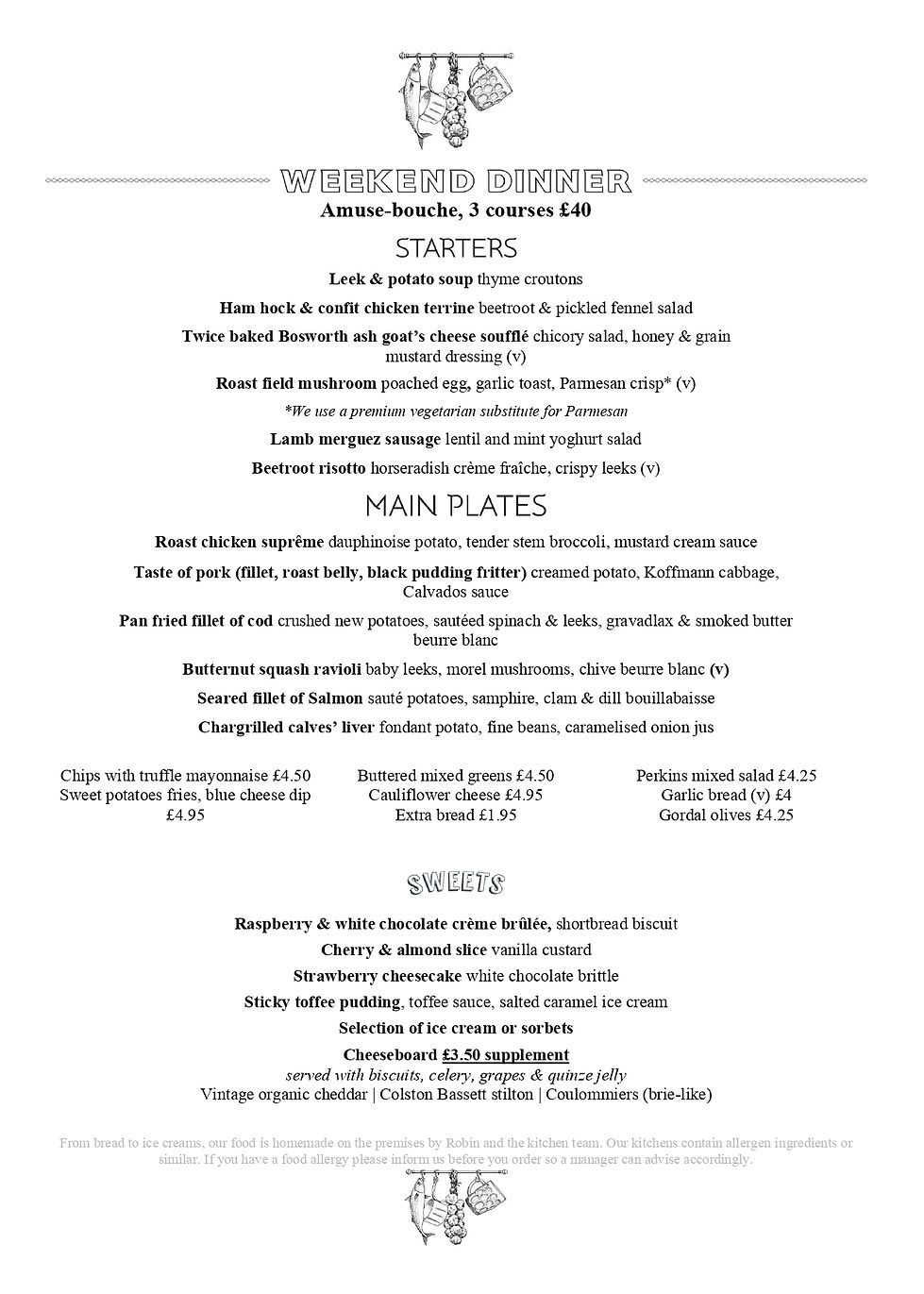 Weekend Dinner Menu | Perkins Bar & Bistro