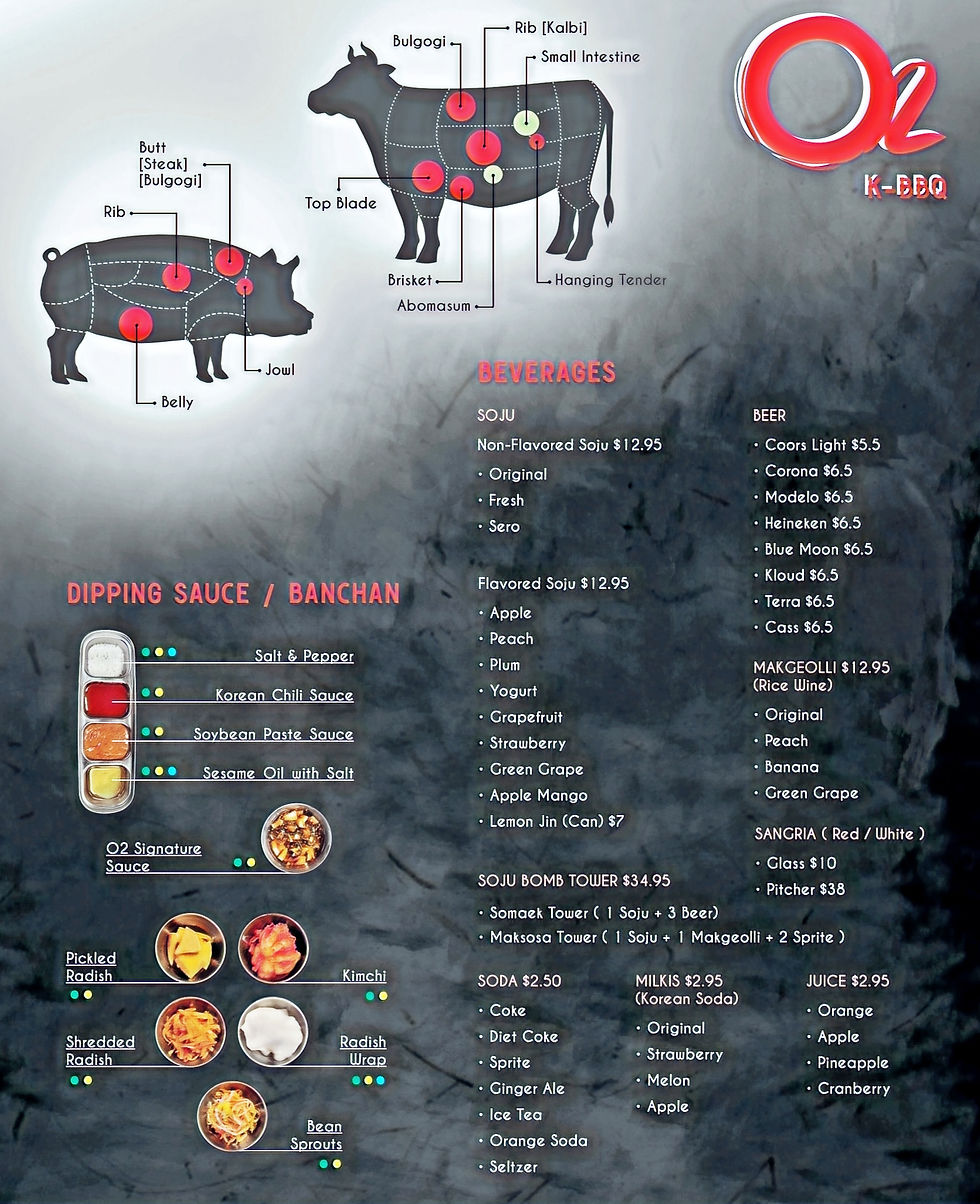 MENU | O2 K-BBQ