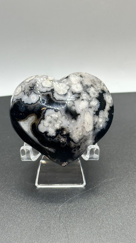 Natural Black Flower Agate Heart | My Crystals Rock