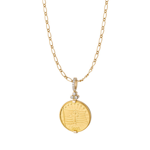 Diamond Trio Gold Coin Pendant | Genesis Fine Jewelry